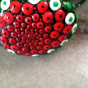 Watermelon Fruit Pattern Hand Painted Rock, Red Green Dot Art Stone ...