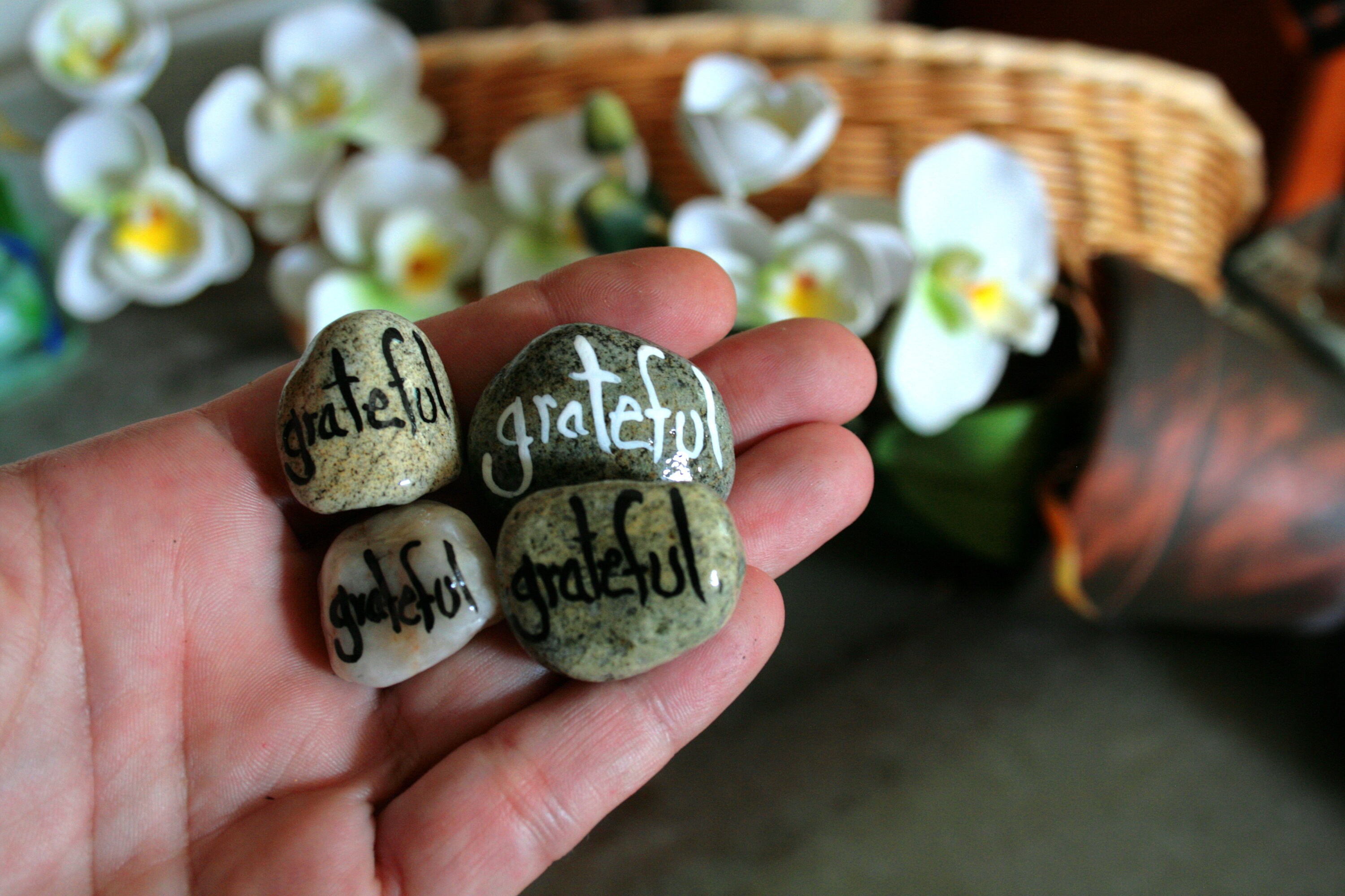Grateful Gifts Painted Beach Rocks, Gratitude Gifts Pocket Stones ...