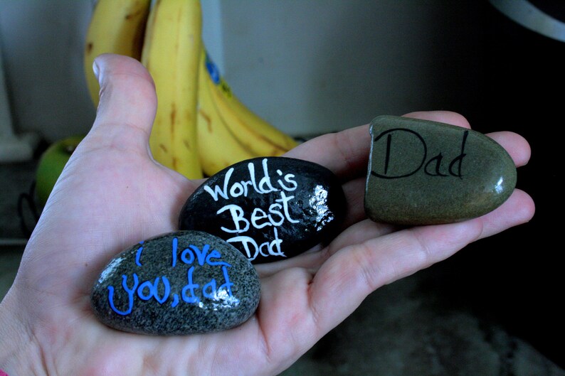 World's Best Dad Painted Rock Father's Day Gift Hand | Etsy
