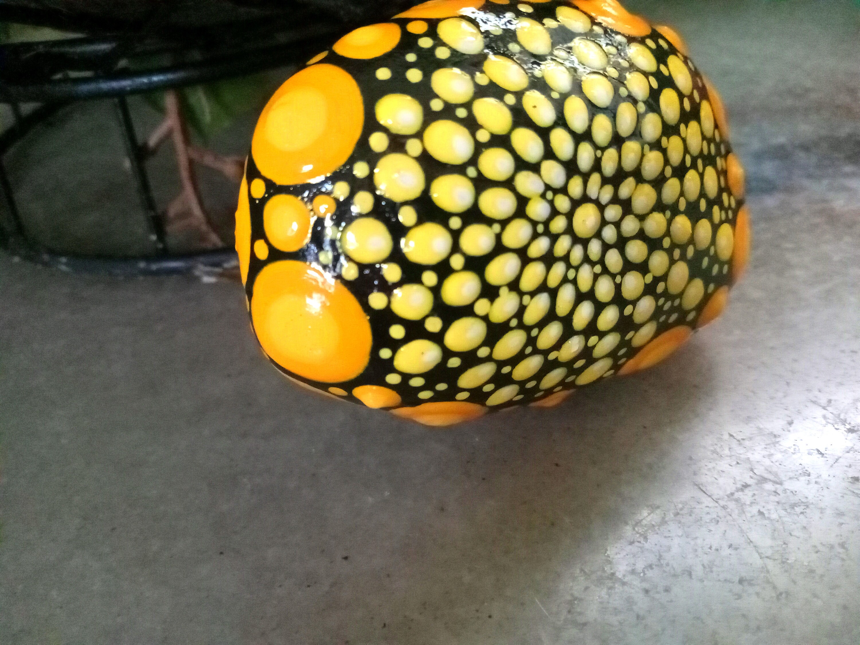 Lemon Fruit Pattern Painted Rock Paperweight, Yellow and Black Home ...