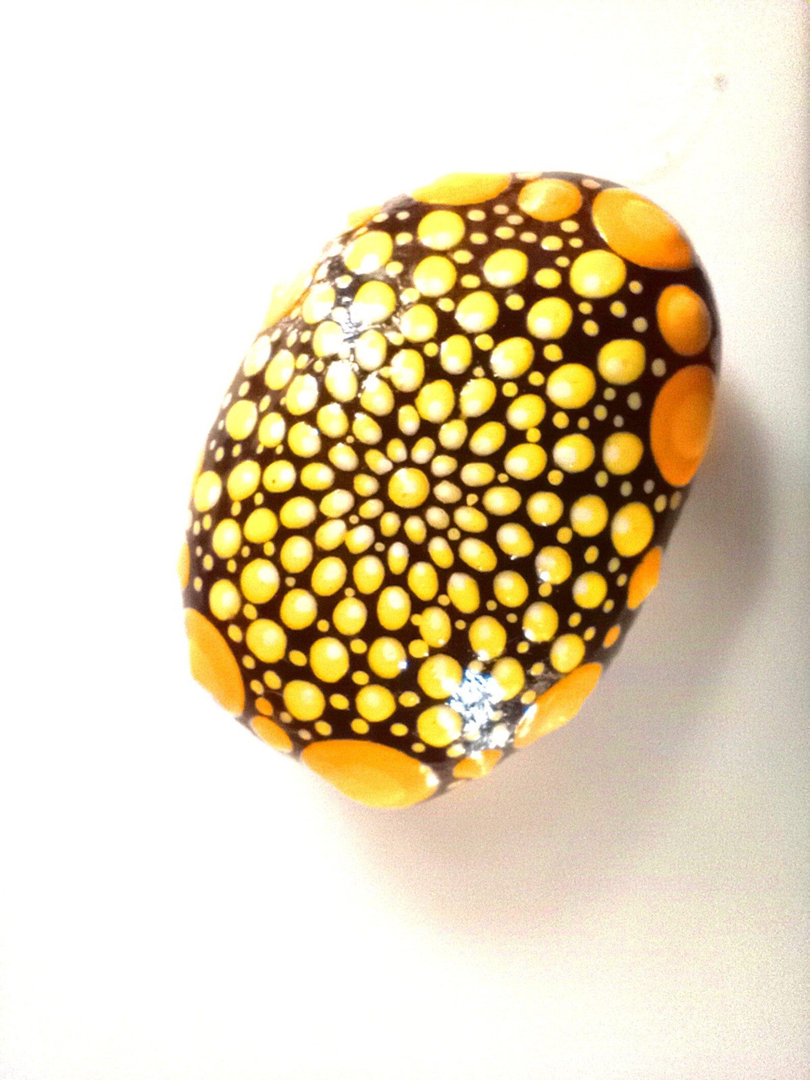 Lemon Fruit Pattern Painted Rock Paperweight, Yellow and Black Home ...