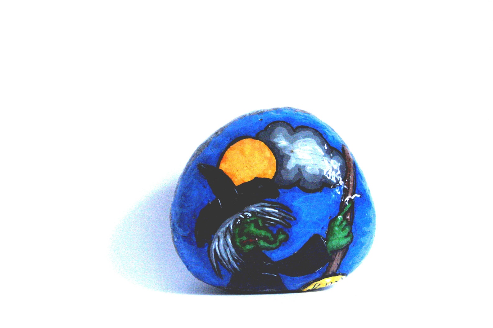 Wicked Witch Halloween Decor, Hand Painted Rock, Witch and Broom Design ...