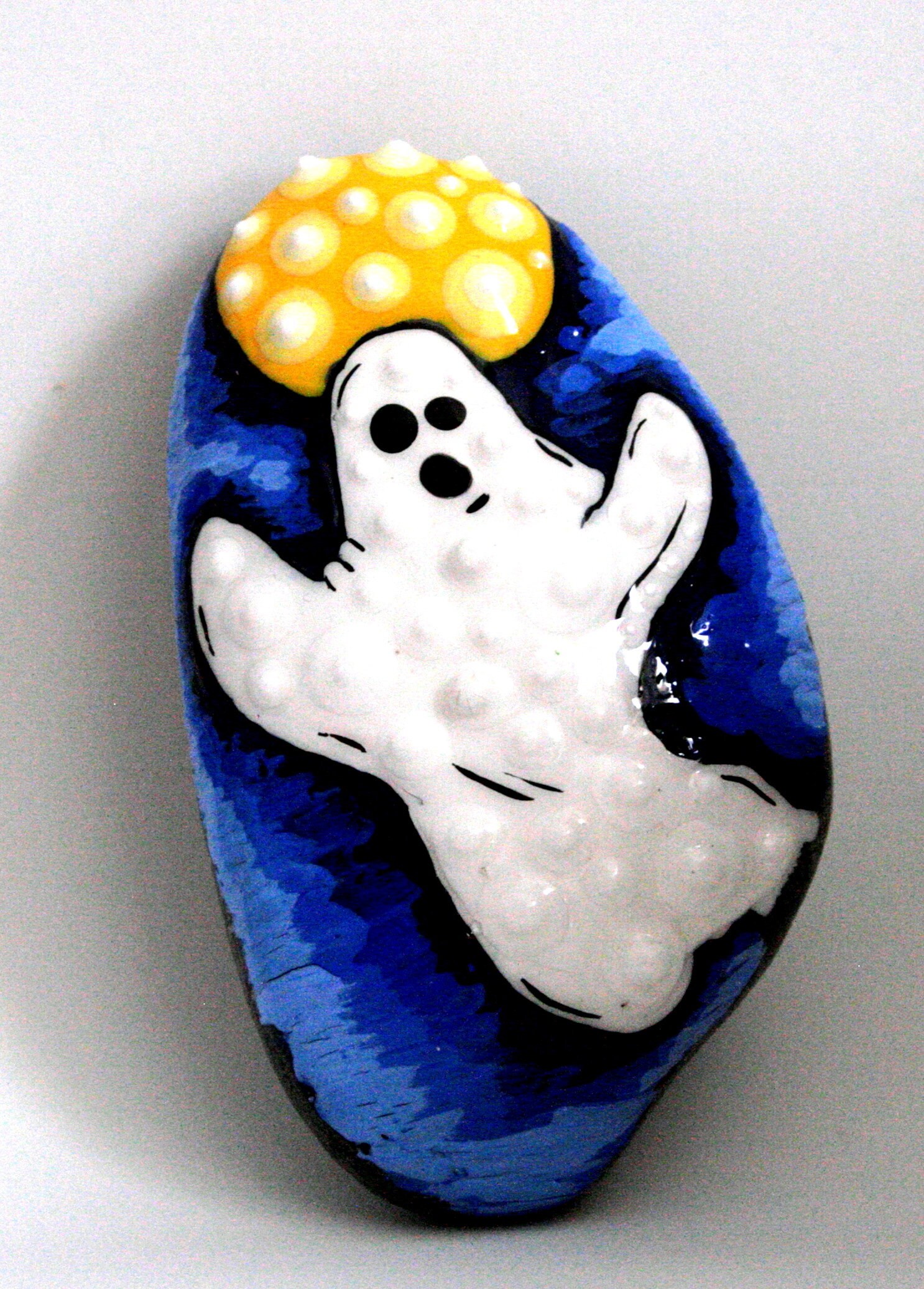 Spooky Ghost Dot Artwork Rock Halloween Ghost Painted Beach - Etsy