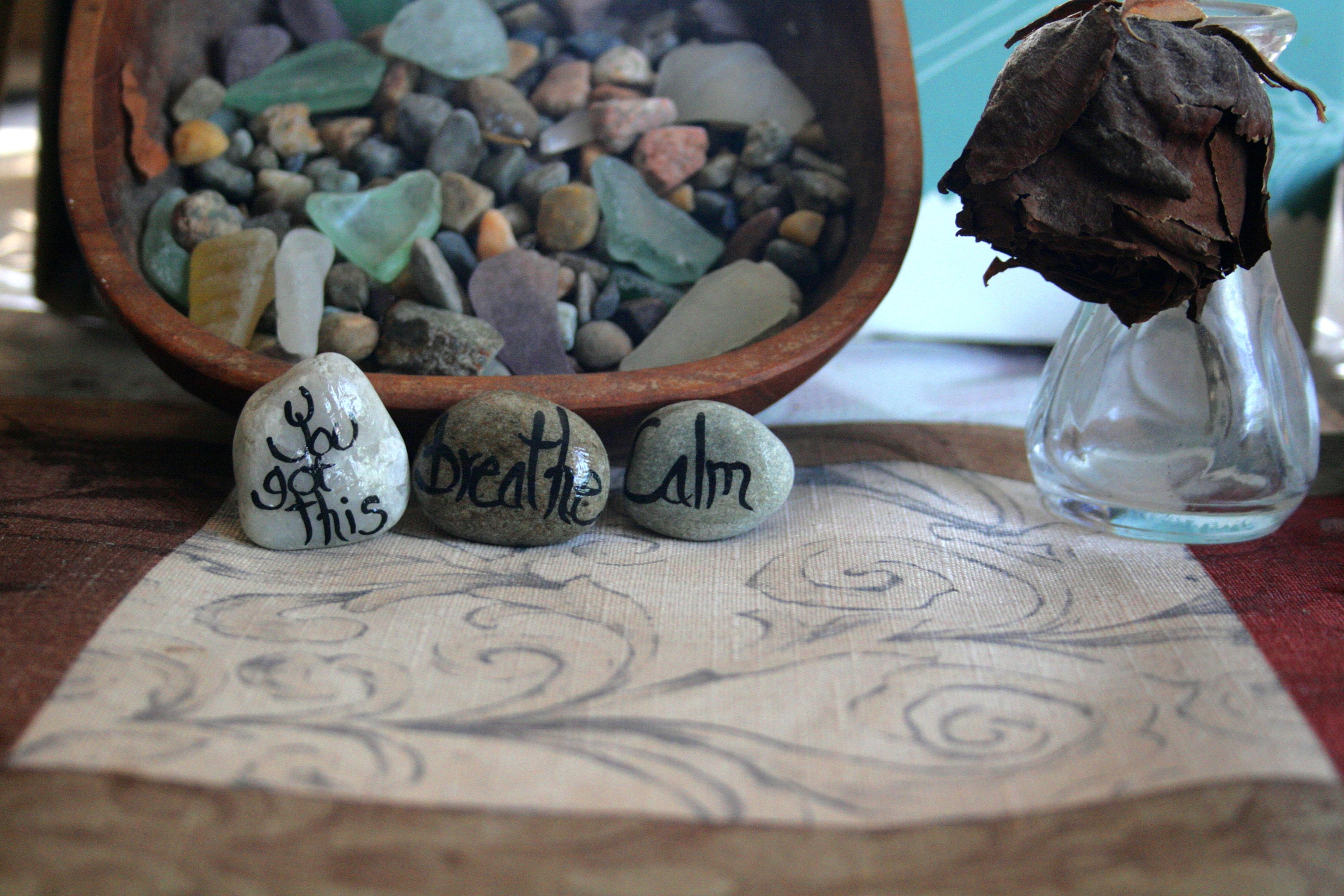 Inspirational Hand Painted Beach Rocks, Spiritual Gift for Her, Yoga ...