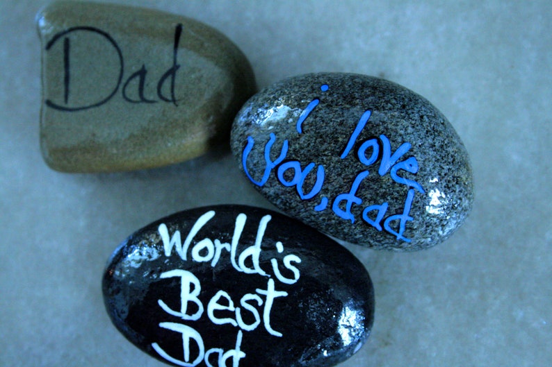 World's Best Dad Painted Rock Father's Day Gift Hand | Etsy