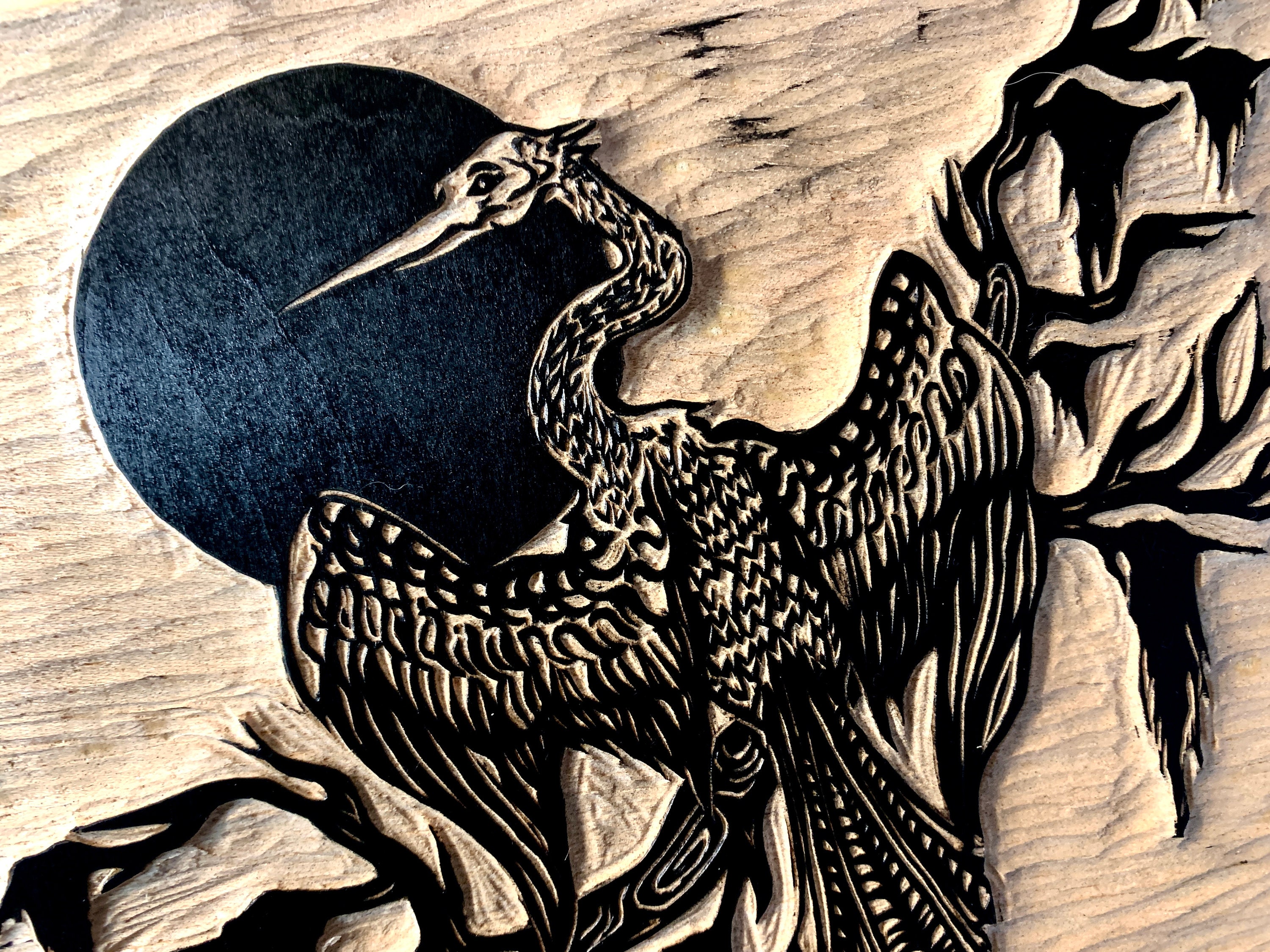 Original Woodcut Print, Edition of 10., snake Bird, Anhinga Bird Art ...