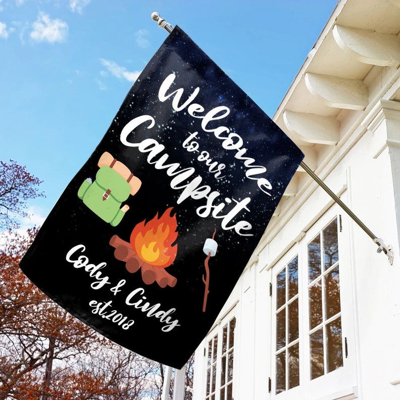 Custom Camping Flag Camp Sign Campsite Flag, Personalized Camping Flag ...