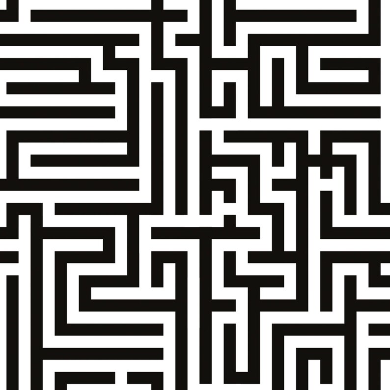 Geometric Fridge Decal Labyrinth in Monochrome Self - Etsy