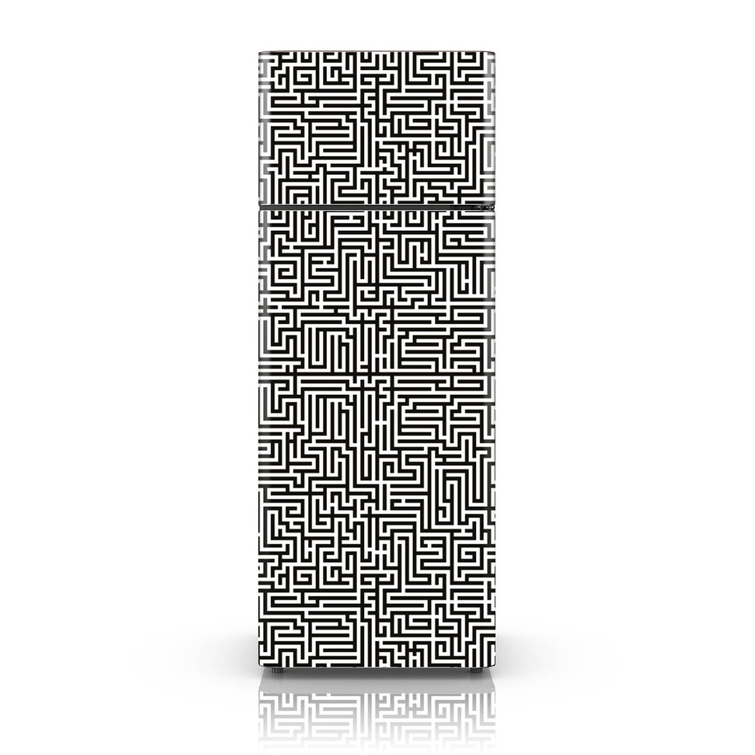 Geometric Fridge Decal Labyrinth in Monochrome Self - Etsy