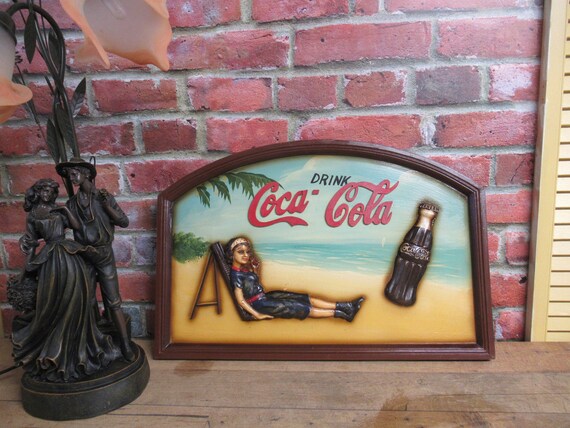 COCA COLA Advertising Sign Board Wooden Frame With A Lady - Etsy