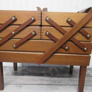 Large Wooden Sewing Box on Legs,, VINTAGE Art Deco Sewing Basket,, VTG ...