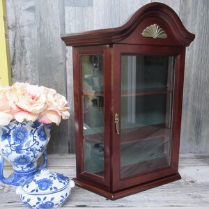 Wooden Curio With Glass Door Cabinet Curio Trinket Display Wall Hanging ...
