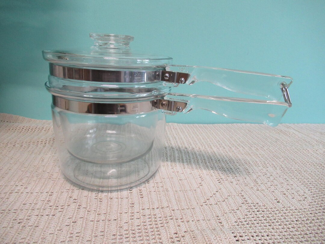 Pyrex Flameware Double Boiler,, VINTAGE Double Boiler 6283 Pyrex With ...