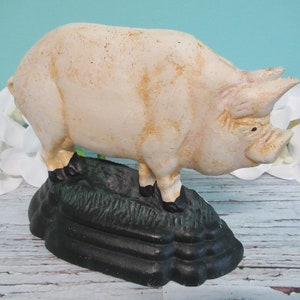 Cast Iron Pig Doorstop Iron Large Pig Farmhouse Doorstop - Etsy