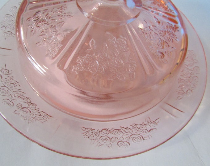 Sharon Pink Depression Butter Dish Vintage Rose Federal Glass Rose