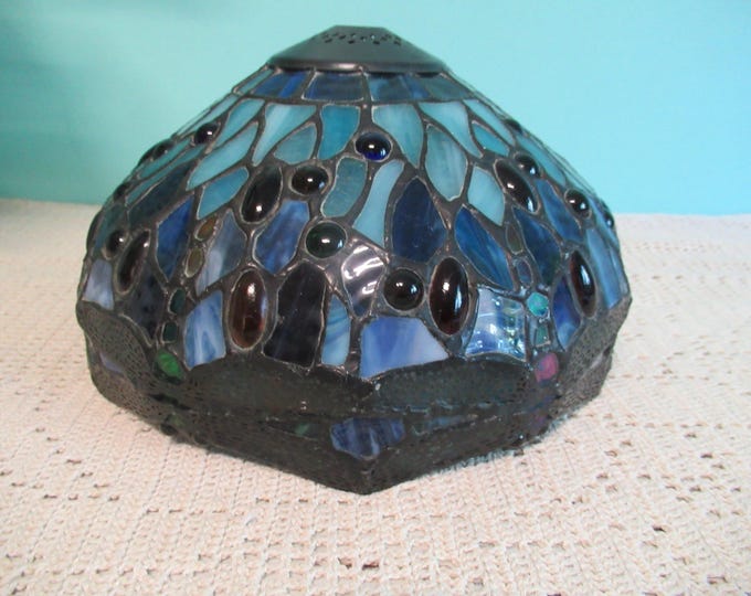 Lamp Shade, Stained Glass Shade, Blue Glass Shade - Etsy