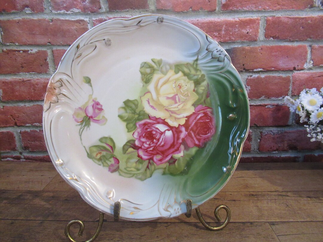 Large Round Platter VINTAGE Floral Serving Platter Pink / - Etsy