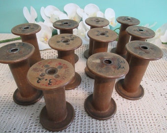 Assorted Antique Wooden Spool Candlesticks, Industrial Spool Candle ...
