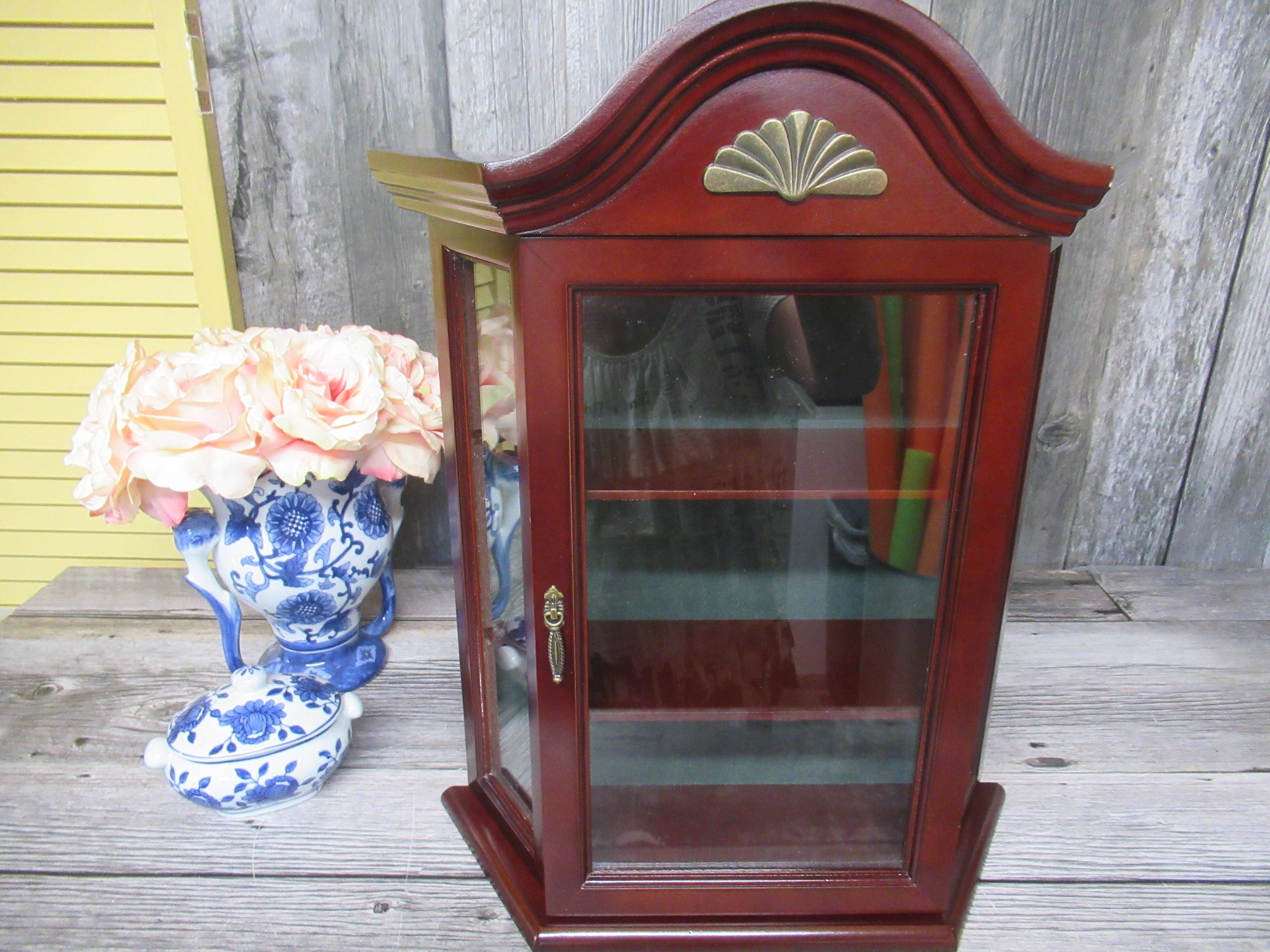Wooden Curio With Glass Door Cabinet Curio Trinket Display - Etsy
