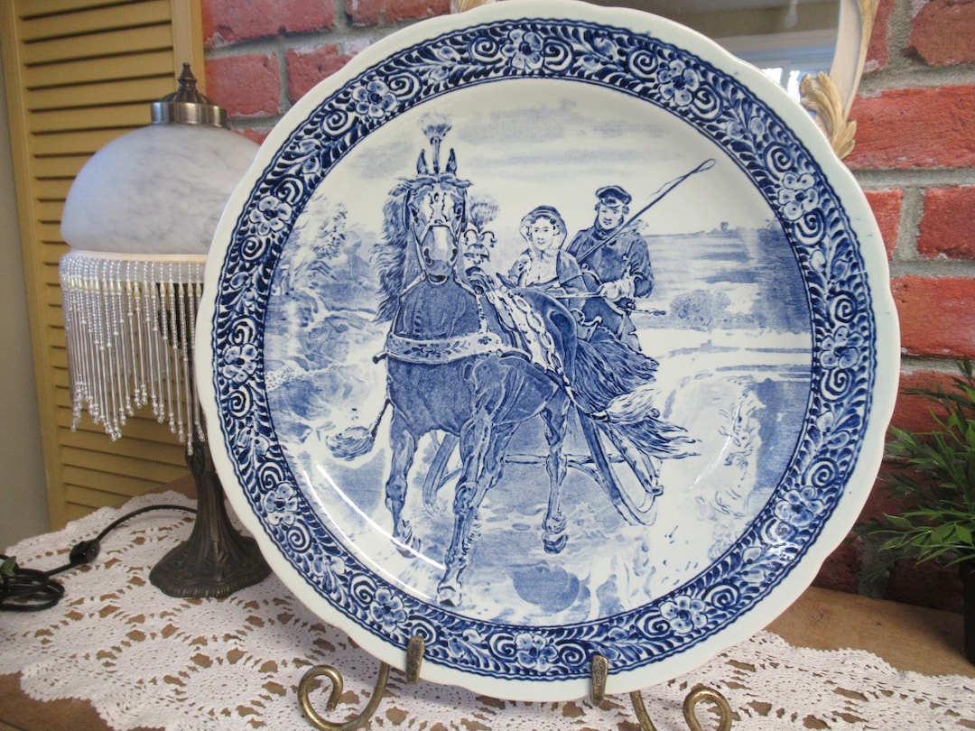 DELFTS Boch Royal Sphinx Plate,, VINTAGE Large Decorative Plate Blue ...