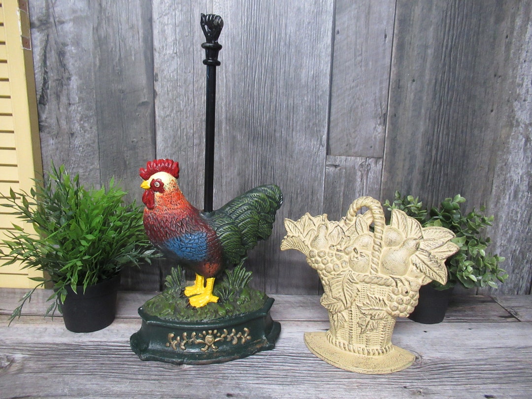 Door Stopper Cast Iron Rooster Doorstopper , Cast Iron Flower Basket ...
