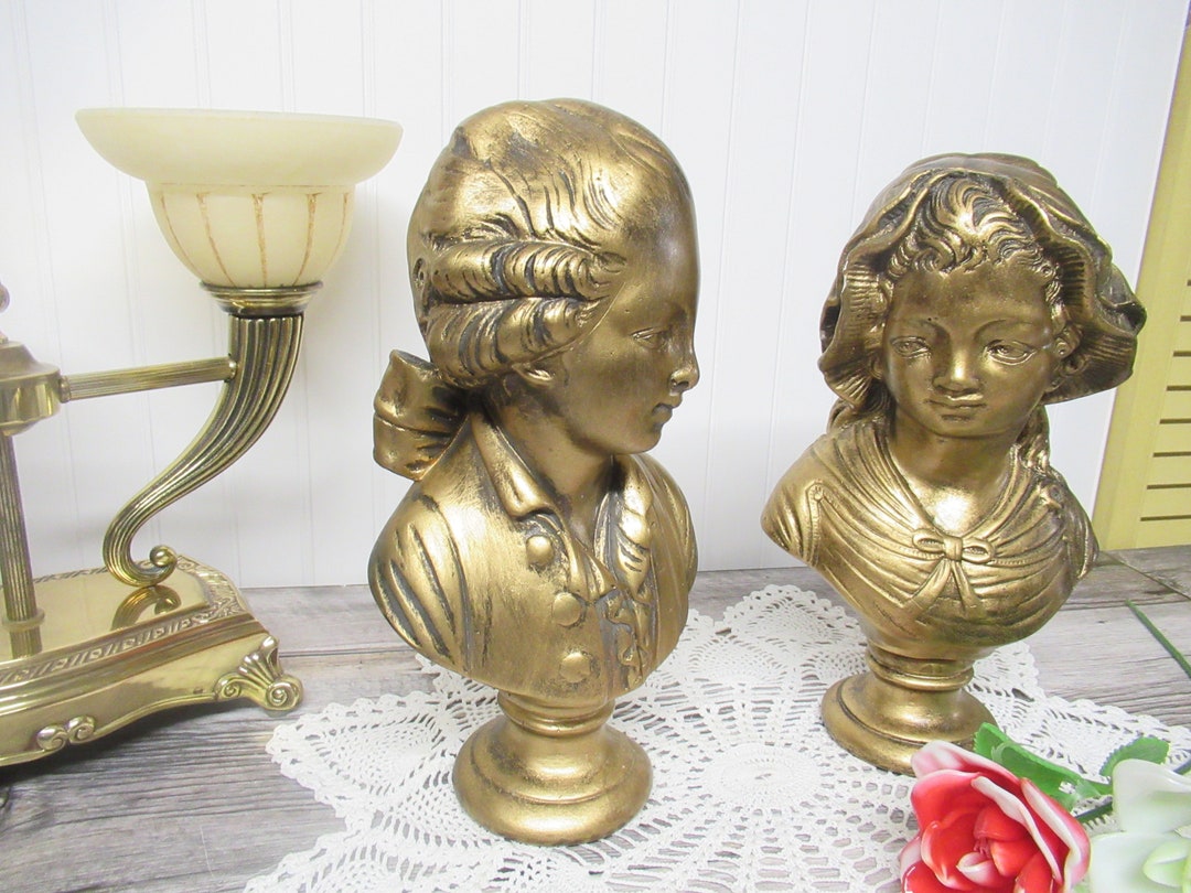 Pair of Gold Bust / FRANCE Golden Bust / VINTAGE Boy and Girl - Etsy