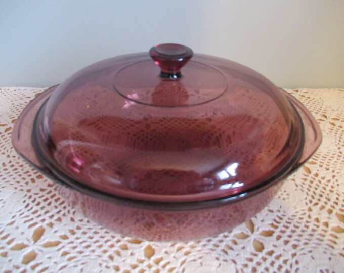 Cranberry Pyrex Casserole,, VINTAGE Pyrex Corning Lidded Bowl,, VTG ...