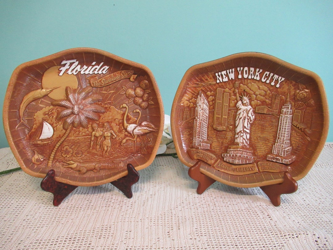 Faux Wood Plastic Plate Florida or New-york , Sold Individually - Etsy