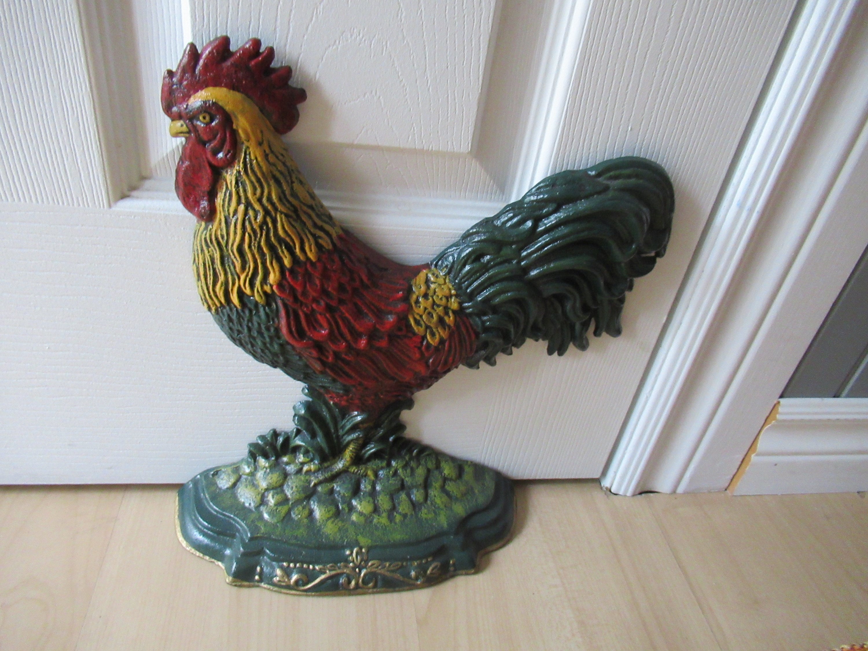 VTG 2 Unbranded Home Decor Door Stoppers Painted Cast Iron Chicken ...