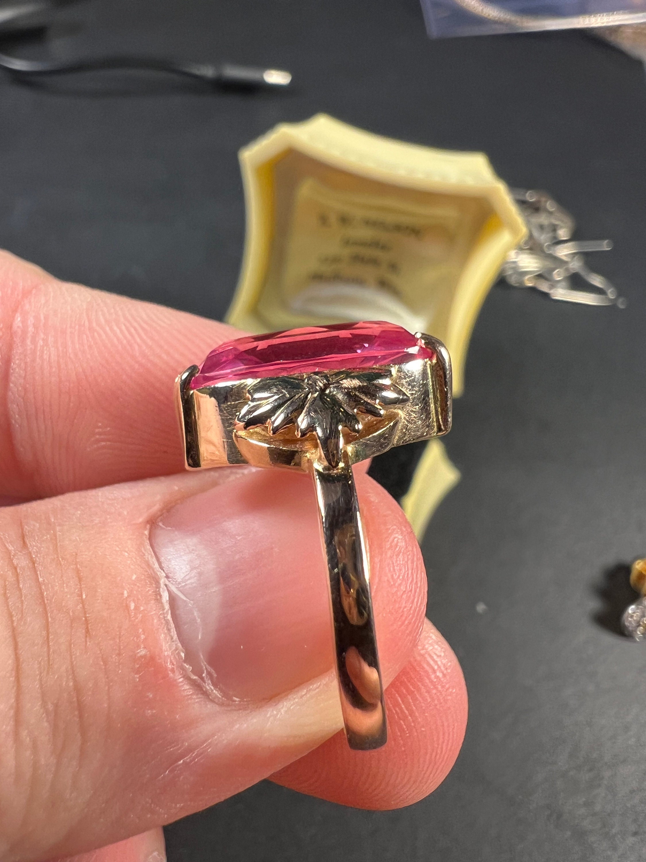 VTG Russian Soviet 14k .583 Rose Gold Synthetic Pink Sapphire Ring - Etsy