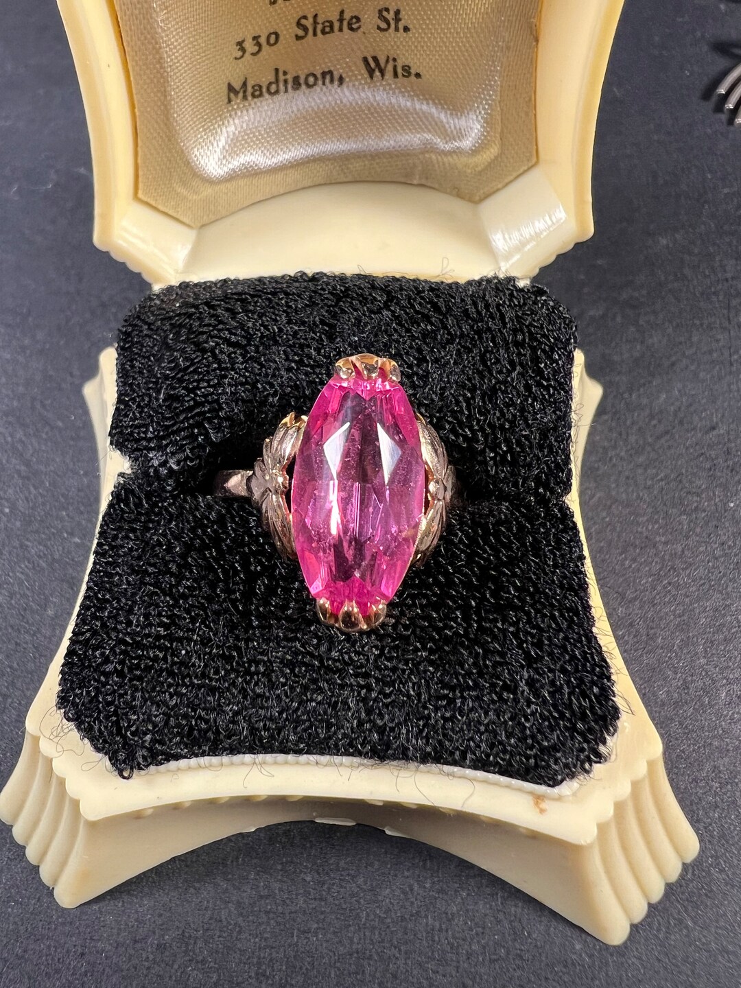 VTG Russian Soviet 14k .583 Rose Gold Synthetic Pink Sapphire Ring - Etsy