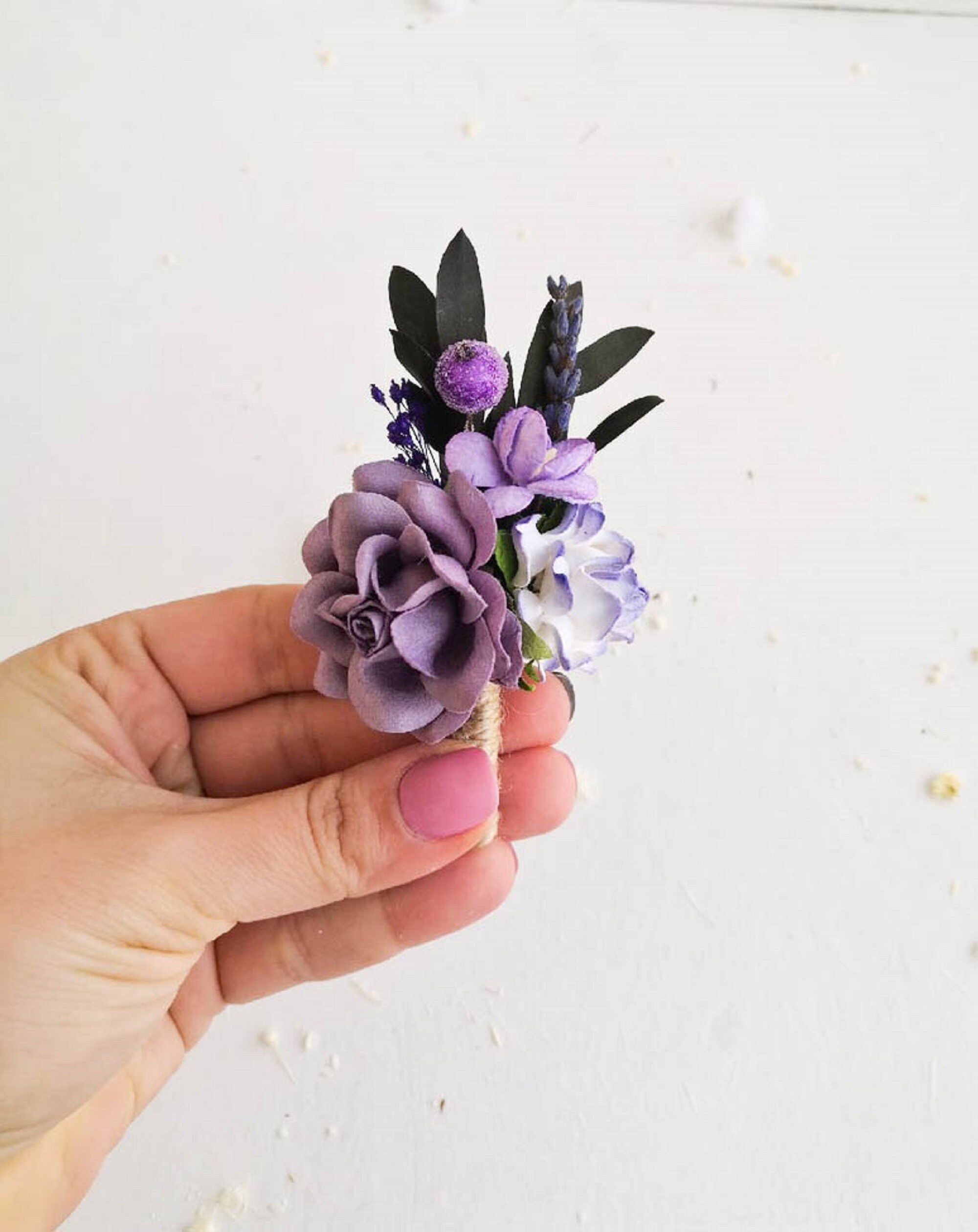 Wedding Boutonnieres Purple Boutonnieres Wedding flower | Etsy