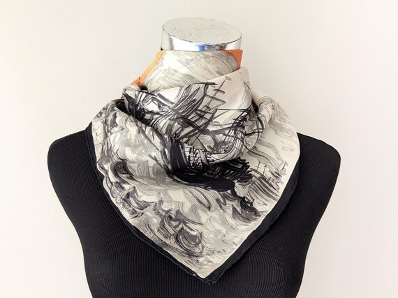 Rare, very old Maggy Rouff vintage silk scarf with pi… - Gem