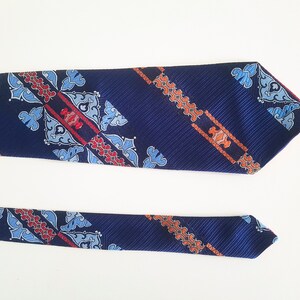 Original 1970s Tie With Pattern in Dark Blue With Abstract Design ...