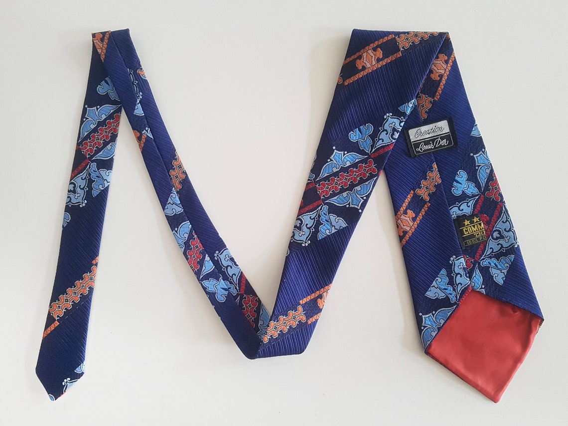 Original 1970s Tie With Pattern in Dark Blue With Abstract - Etsy