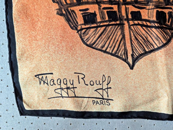 Rare, very old Maggy Rouff vintage silk scarf with pi… - Gem
