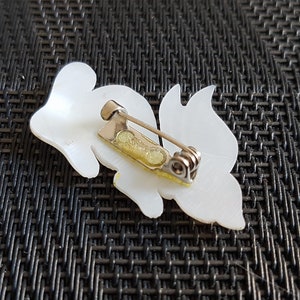 Funny Bunny Brooch Made of Mother of Pearl With a Cheeky Face and Red ...