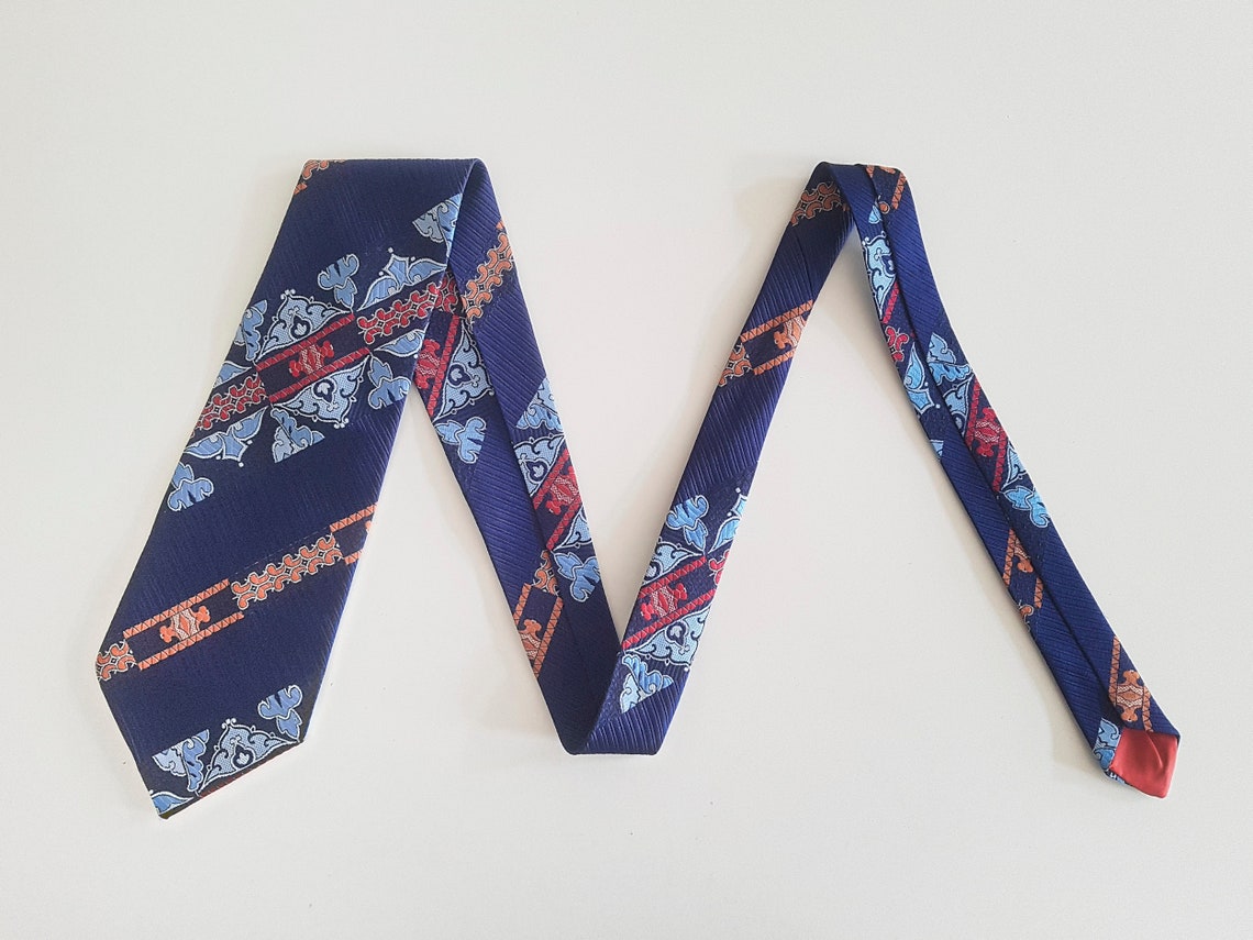 Original 1970s Tie With Pattern in Dark Blue With Abstract - Etsy