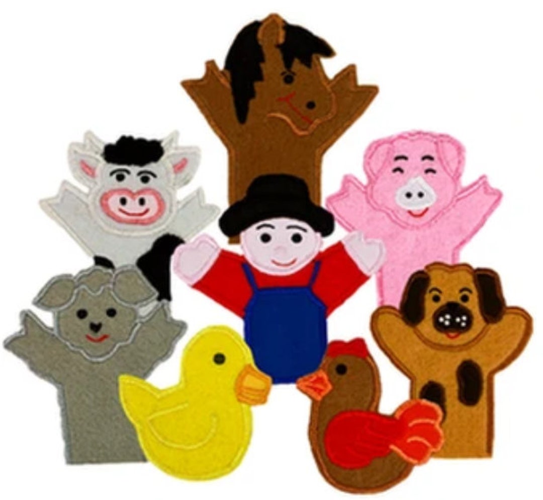 Old Macdonald Farm Animal Felt Interactive Finger Puppets for Toddlers ...