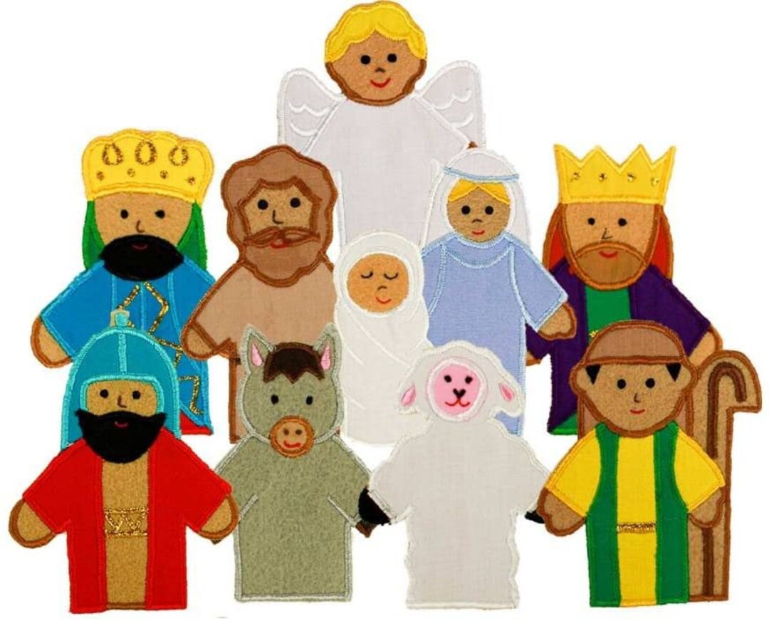 Christmas Story Nativity Manger Felt/embroidered Finger Puppets for ...