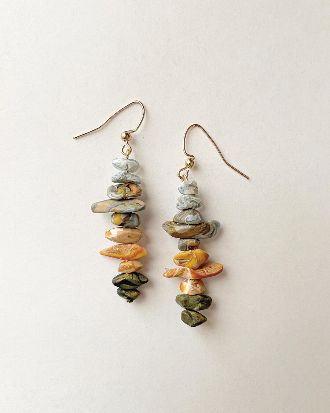 Handmade Polymer Clay Stacked Rock Earrings: Sierra Nevada Colors - Etsy