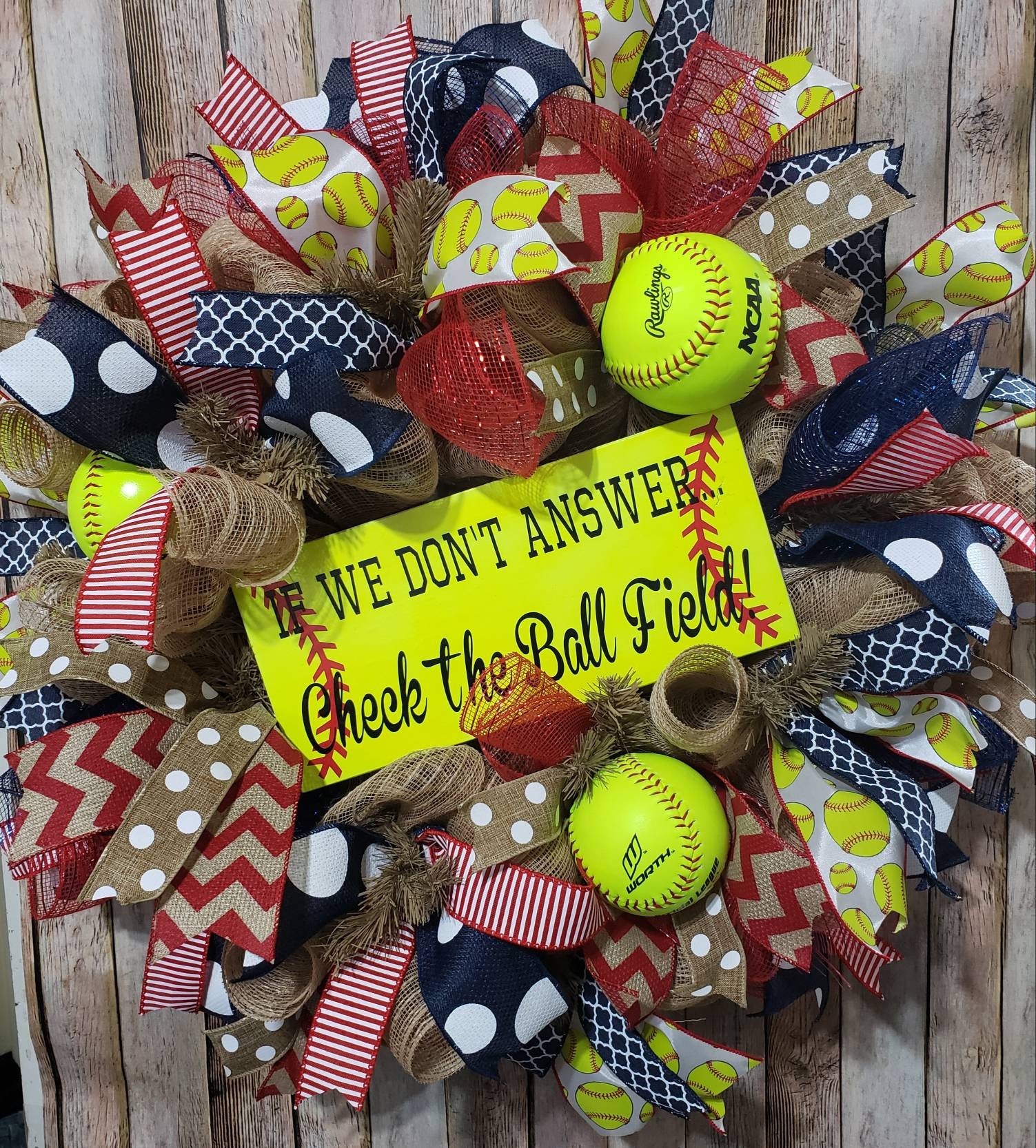 Softball wreath for front door Coach Gift Softball | Etsy