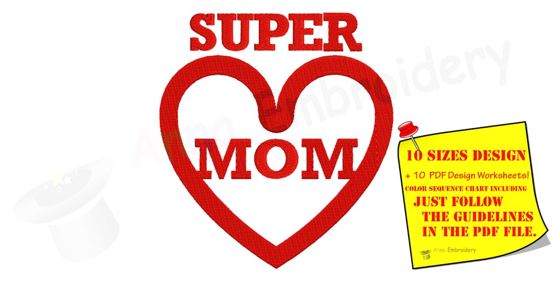 Super Mom Embroidery Design-super Hero Text Design Pattern - Instant ...