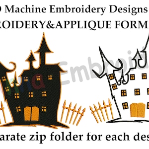 Halloween Haunted House Embroidery Applique Design-ghost House ...