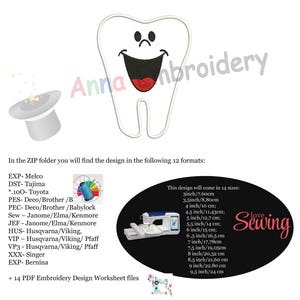 Tooth Embroidery Applique Design-tooth Fairy Embroidery-teeth Applique ...