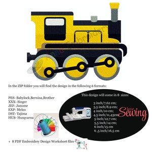Train Machine Embroidery Design, Train Design, Train Embroidery, Filled ...