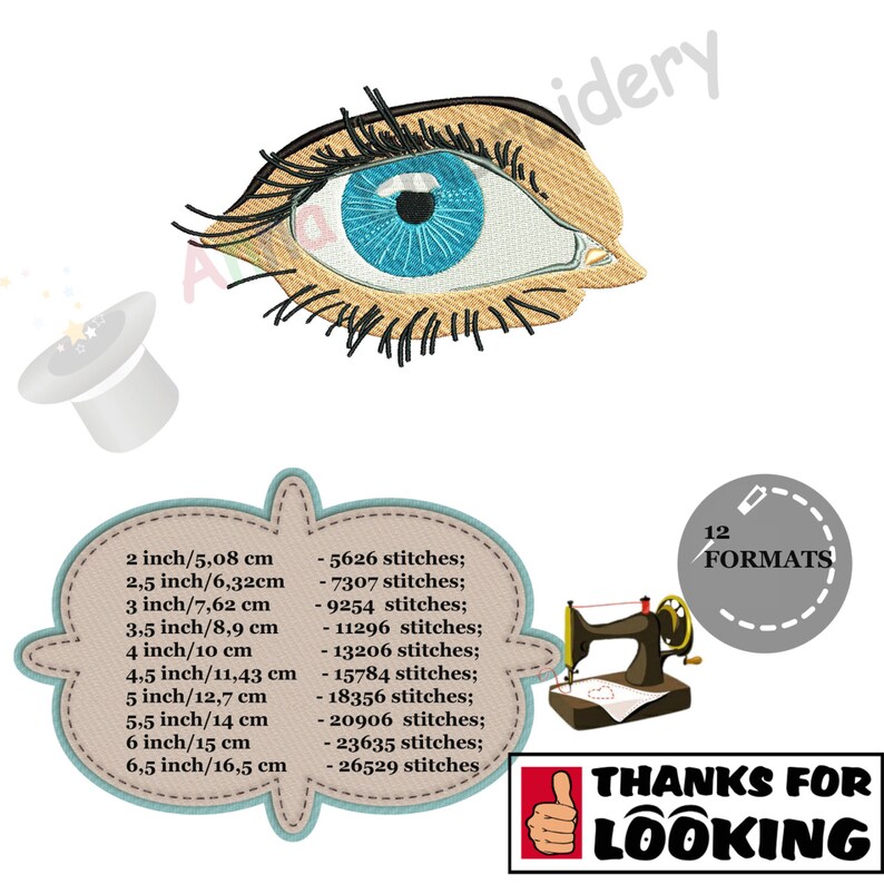 Blue Eye Machine Embroidery Design, Realistic Eye Embroidery,eye With ...