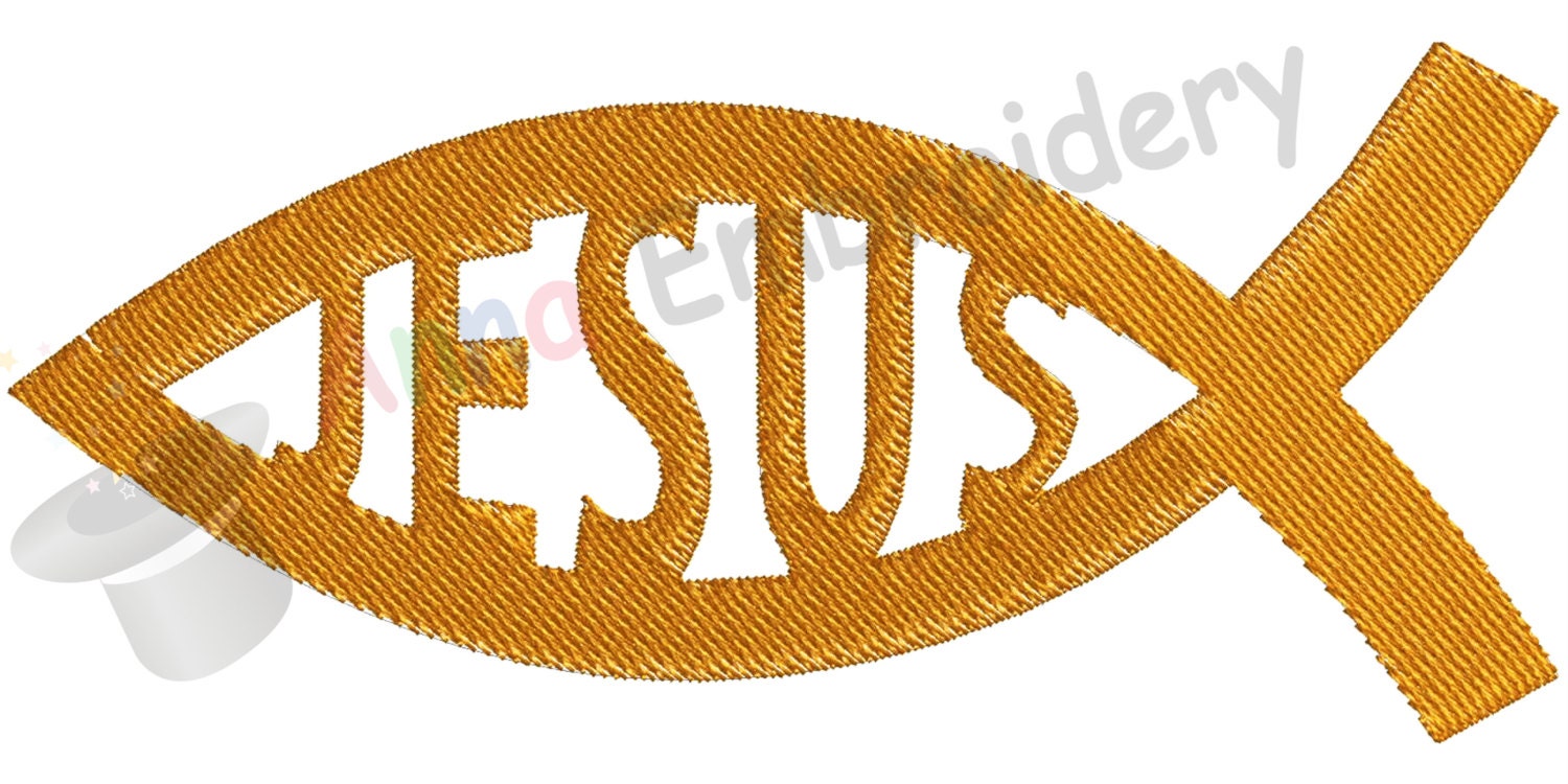 Ichthys Christian Fish Symbol 4 pack machine embroidery | Etsy