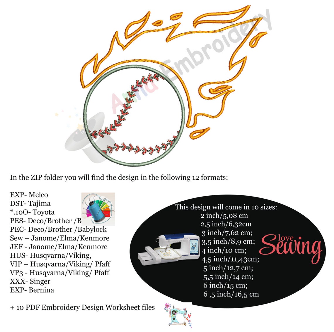 Fireball Baseball Embroidery Design (digital Download) - Etsy