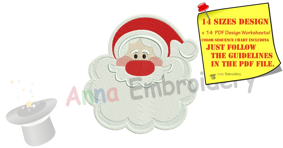 Santa Claus Christmas Machine Embroidery Design, Santa Embroidery ...